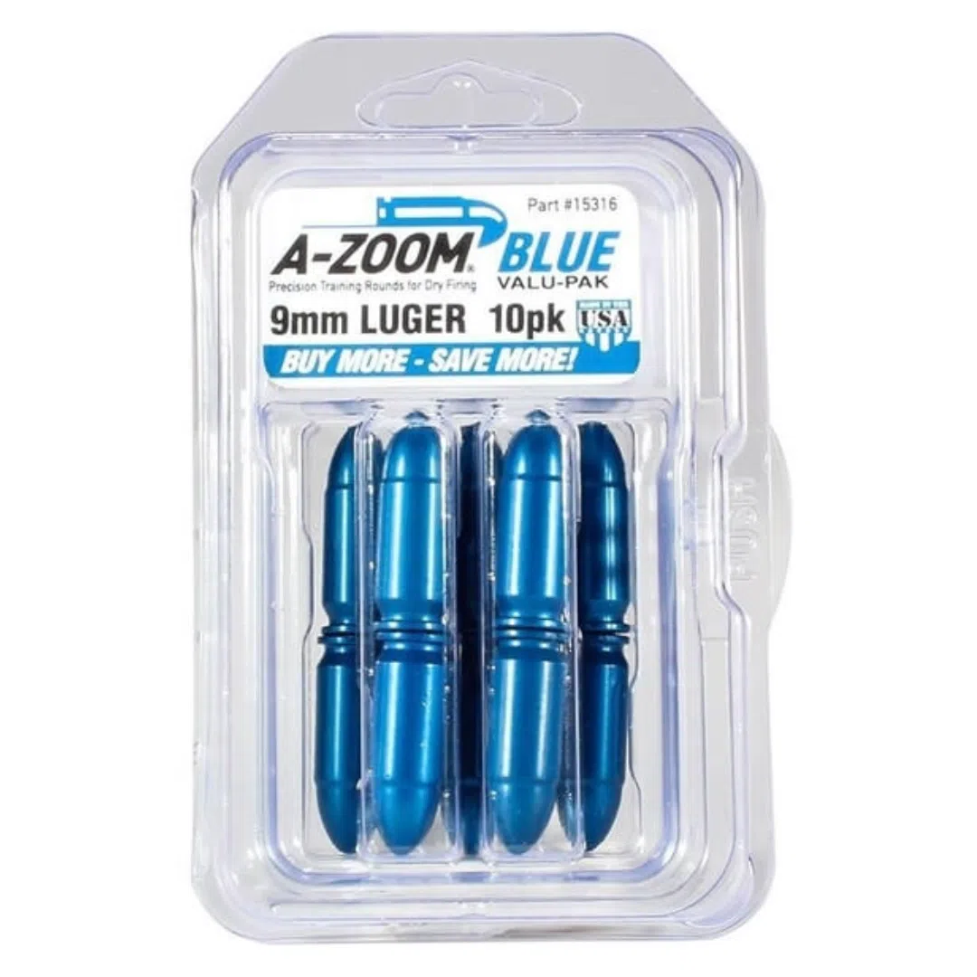 A-Zoom Pistol Snap Cap 9mm Blue 10pk - VRS - VICTORY RIDGE SPORTS