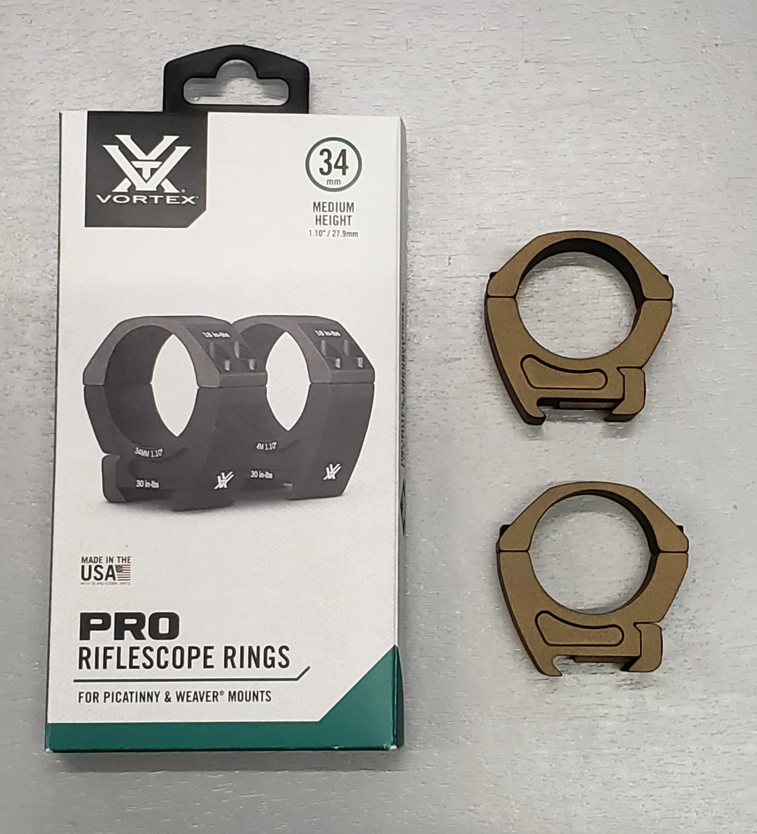 Vortex Cerakote Burnt Bronze Pro 34mm Scope Rings - VICTORY RIDGE SPORTS
